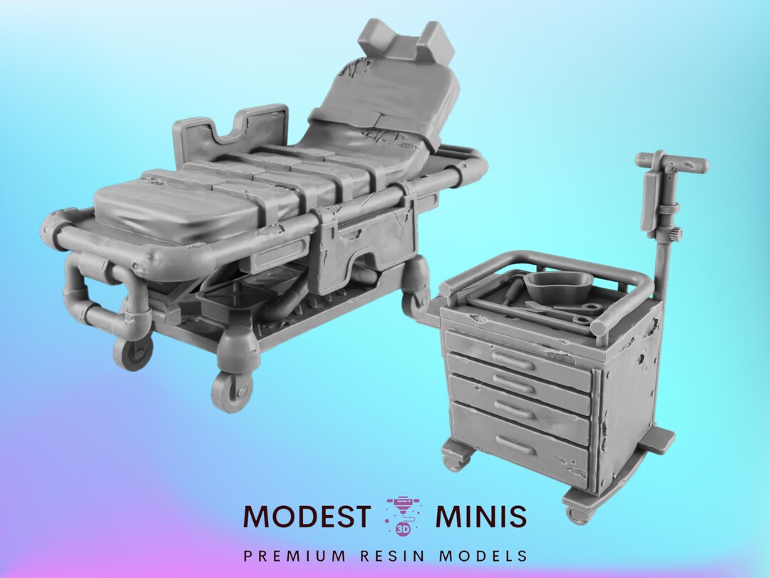 Gurney and Crash Cart | 28mm - 40mm Scale | Survivor Terrain | Medical ...