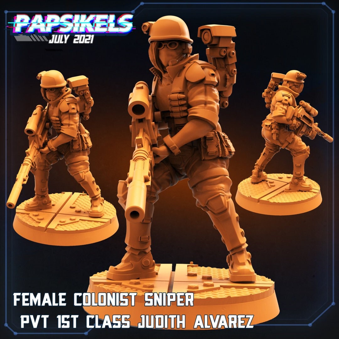 Female Space Marine Sniper Judith 32mm Scale Alien Miniature RPG Sci Fi ...