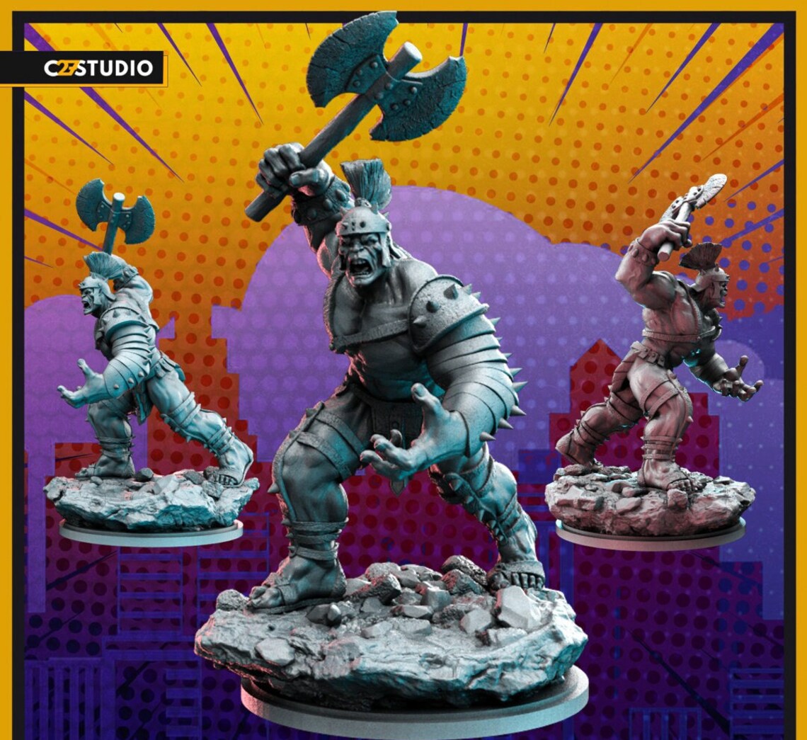 Green Gladiator 40mm Scale Miniature Dnd Mini Superhero - Etsy