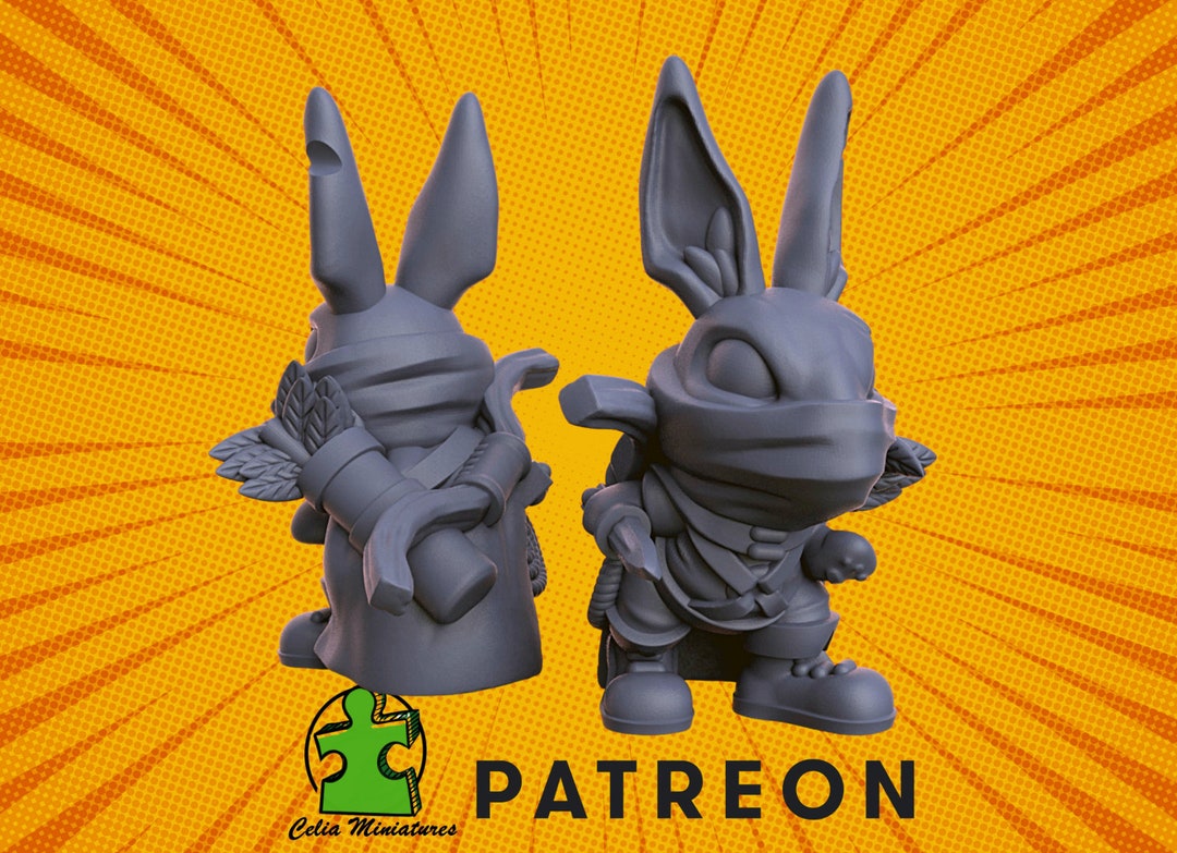 Chibi Rabbit Ranger Bunny - 32mm Scale Miniature | Dnd Miniature ...