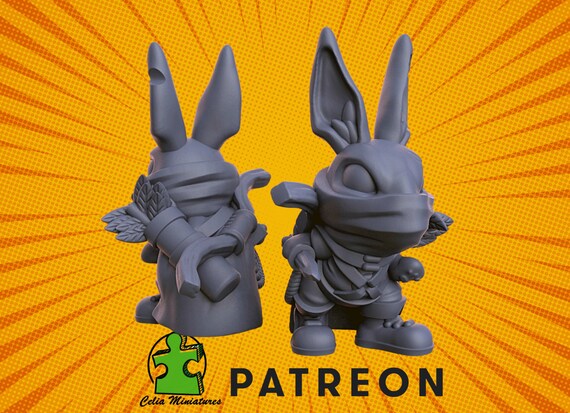 Chibi Rabbit Ranger Bunny 32mm Scale Miniature Dnd - Etsy