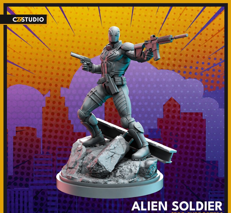 Alien Soldier - 40mm Scale Miniature | Dnd Mini | Superhero Miniature ...