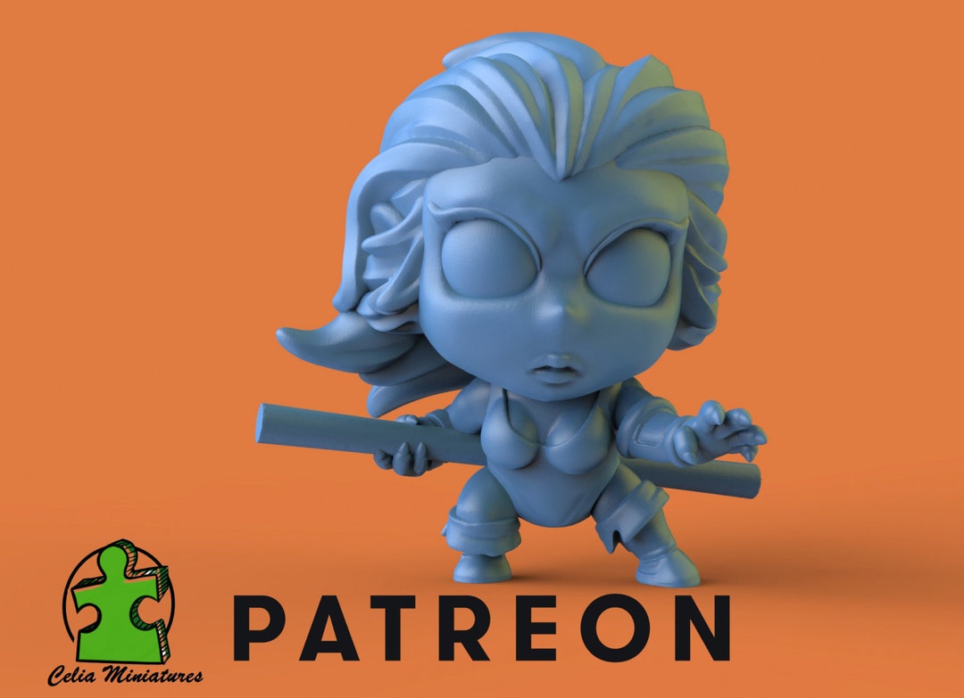 Chibi Cheetah Girl - 32mm Scale Miniature | Dnd Miniature | Chibi Mini ...