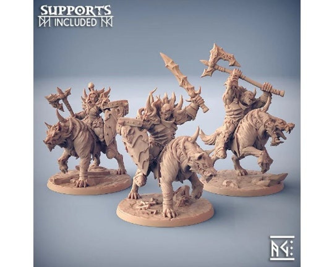 Orc Worg Riders - 32mm Scale Dnd Miniature | Dungeons and Dragons Mini ...