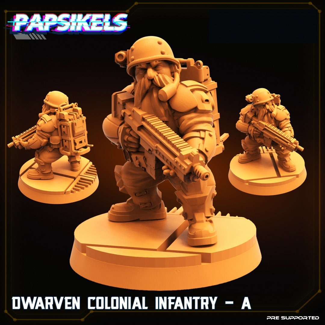 Dwarf Colonial Infantry - 32mm Scale Alien Miniature | RPG | Sci Fi ...