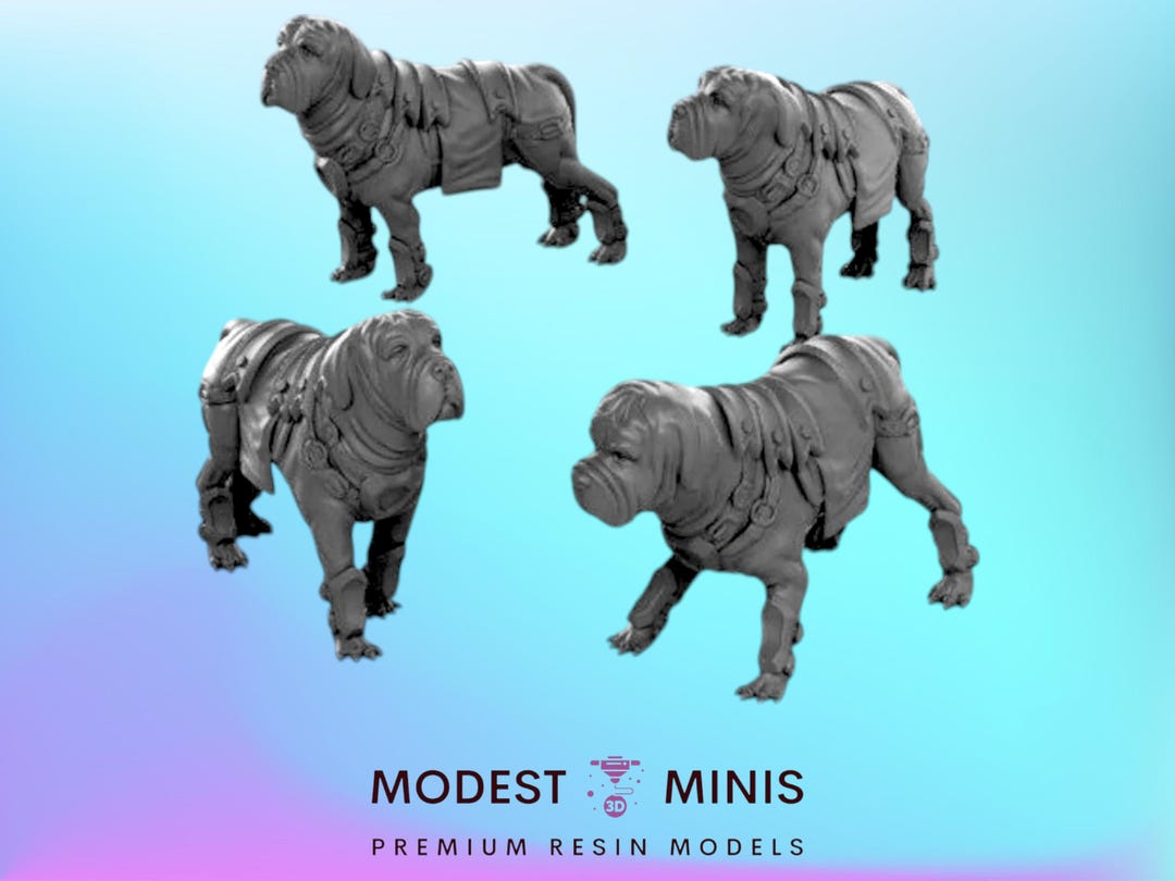 4pc Mastiff Dogs - 32mm Scale Dnd Miniature | Dungeons and Dragons Mini ...