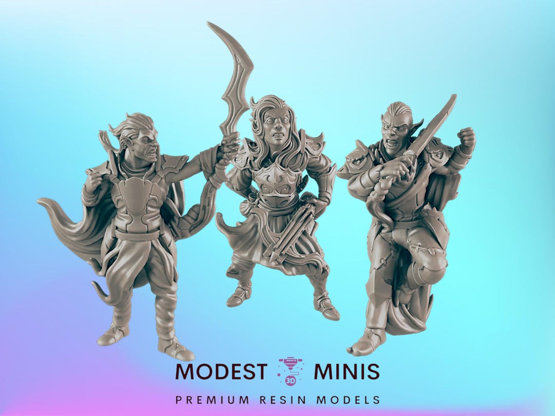 3pc Dark Elf Set - 25mm 28mm 32mm 40mm Scale | RPG | Role Playing ...