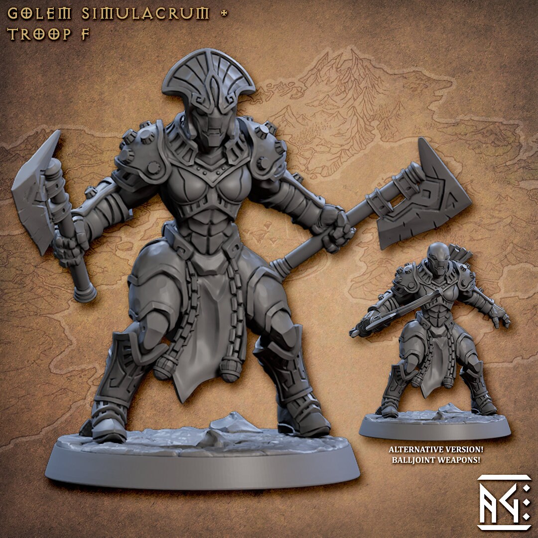 Golem F Warforged Simulacrum Modular - Resin Print Dnd Miniature ...