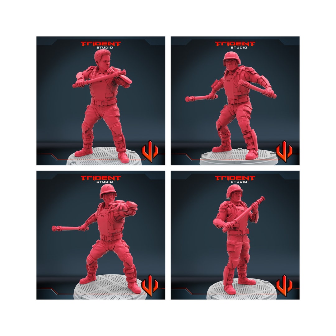 4pc TVA Cops Set - 40mm Miniature | Dnd Mini | Superhero | Trident - Etsy
