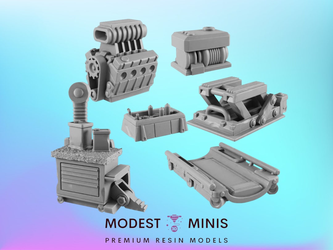 8pc Mechanics Shop Set | 28mm - 40mm Scale | Survivor Terrain | Fantasy ...