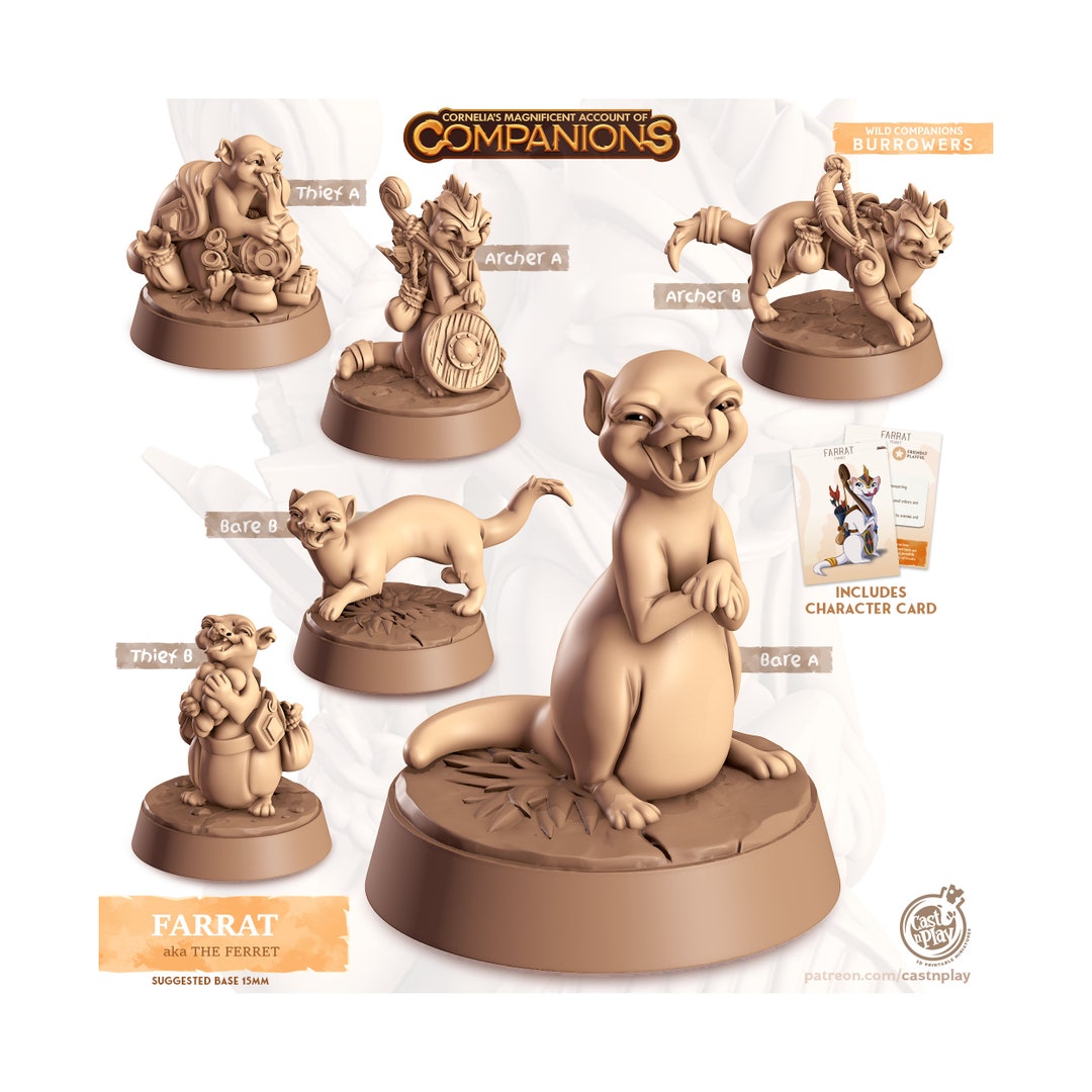 Farrat the Ferret Adventure Pet | Resin 3D Printed Mini | Dnd Familiar ...