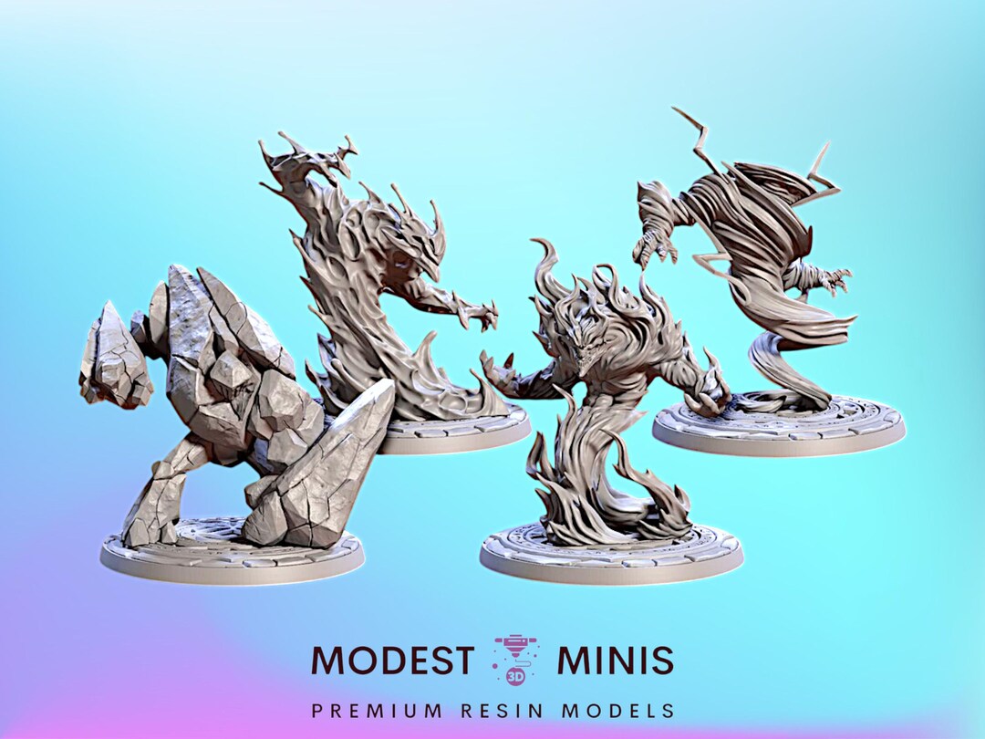 Elementals Set - Resin Print Dnd Miniature | Dungeons and Dragons Mini ...