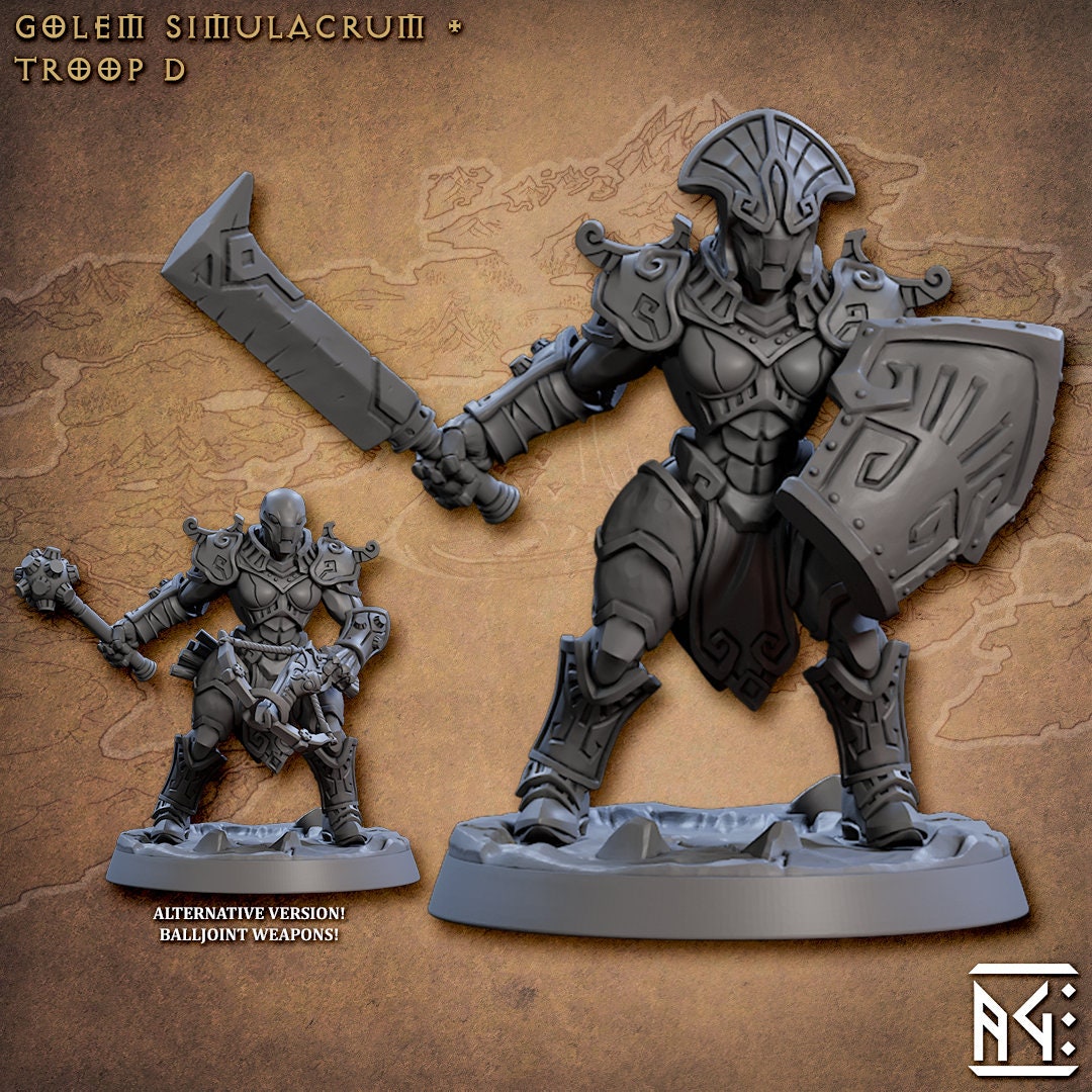 Golem D Warforged Simulacrum Modular - Resin Print Dnd Miniature ...