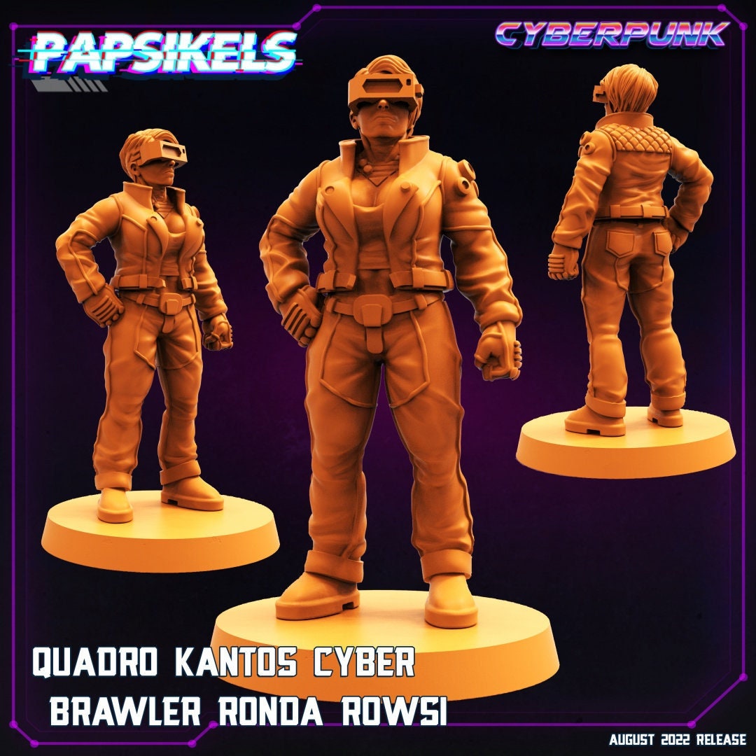 Cyberpunk Female Brawler Ronda Rowsi - 32mm Scale Alien Miniature | RPG ...