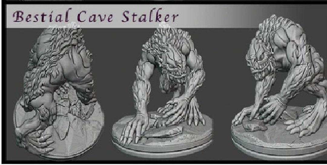 50mm Bestial Cave Stalker - 32mm Miniature - Dnd Miniature Dungeons and ...