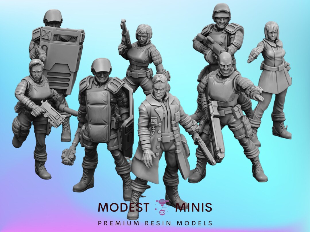 8pc Bunker Security Set - 28mm 32mm Scale Badlands Miniature | RPG ...