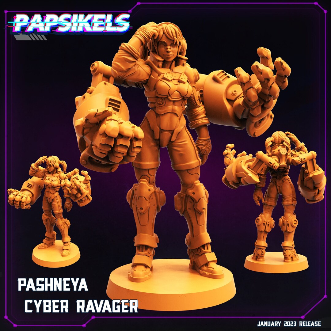 Pashneya Female Cyber Ravager - 32mm Scale | RPG | Sci Fi | Cyberpunk ...