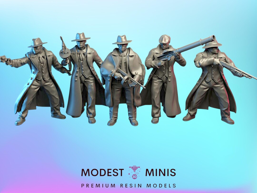 5pc Old School Mafia - 28mm 32mm Miniature | Military Wargame Mini ...