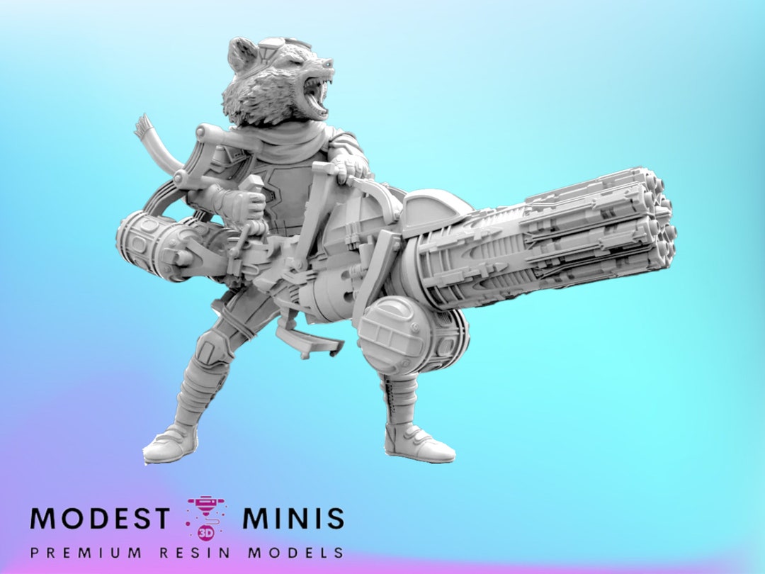 Heavy Gunner Racoon - 40mm Miniature | Dnd Mini | Superhero | Trident ...