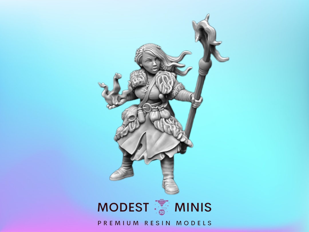 Mellanda the Druid Female 28mm or 32mm Scale Dnd Miniature Dungeons and ...