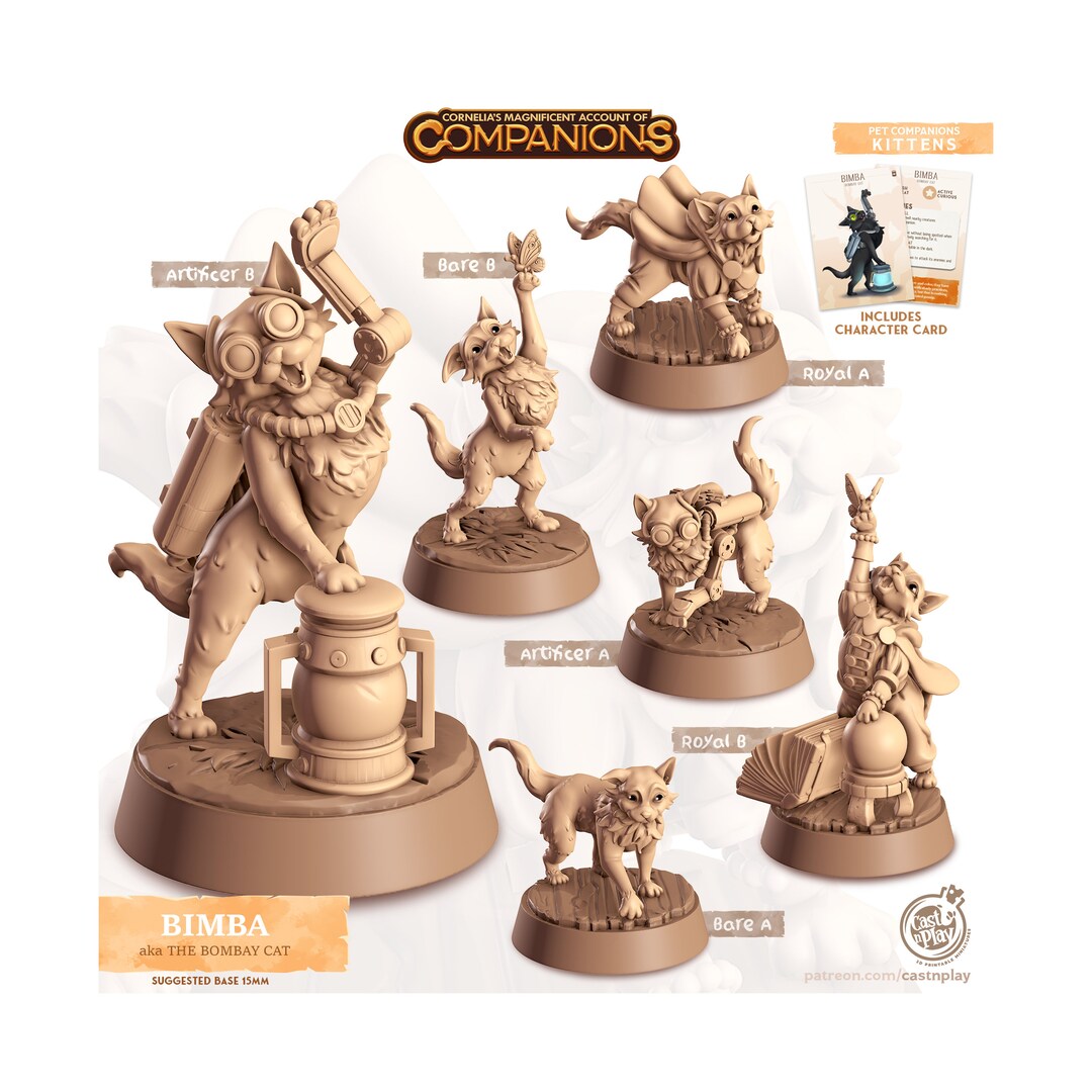 Bimba the Bombay Cat Adventure Pet | Resin 3D Printed Mini | Dnd ...