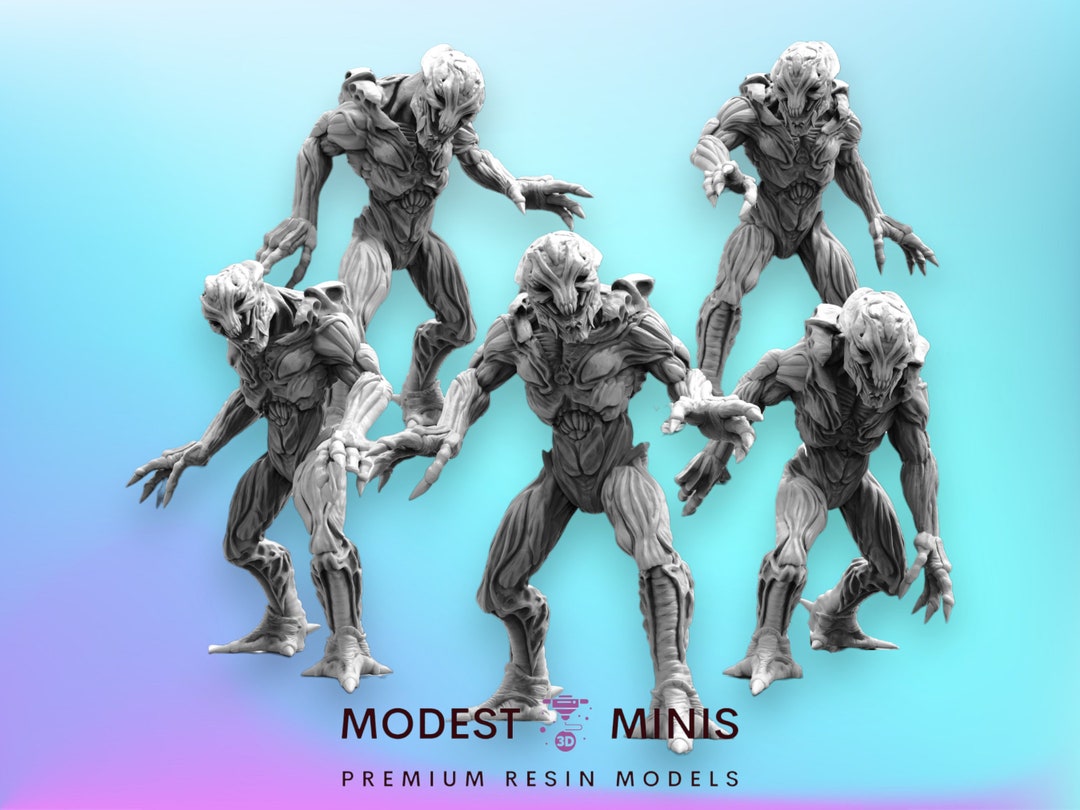 5pc Spectre Slave Aliens - 32mm Scale Alien Miniature | RPG | Sci Fi ...