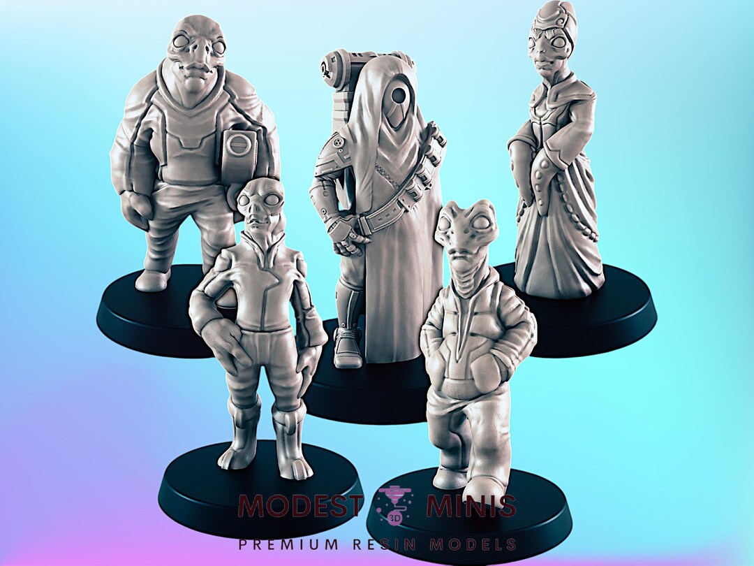 Alien Civilians Set - 32mm Scale | RPG Mini | Sci Fi Miniature | Role ...