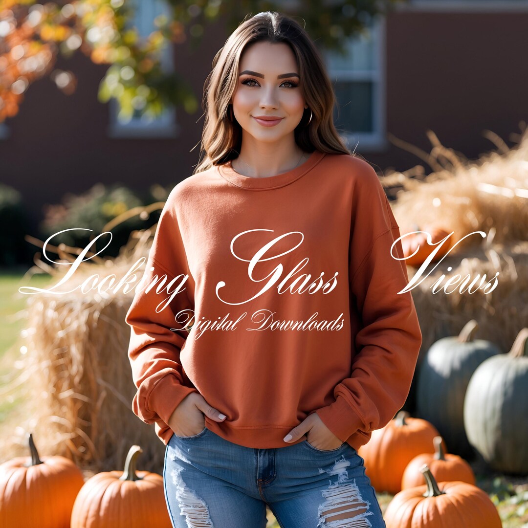 Fall Mockup Pumpkin Patch Mockup Sweatshirt Mockup Orange Sweater ...