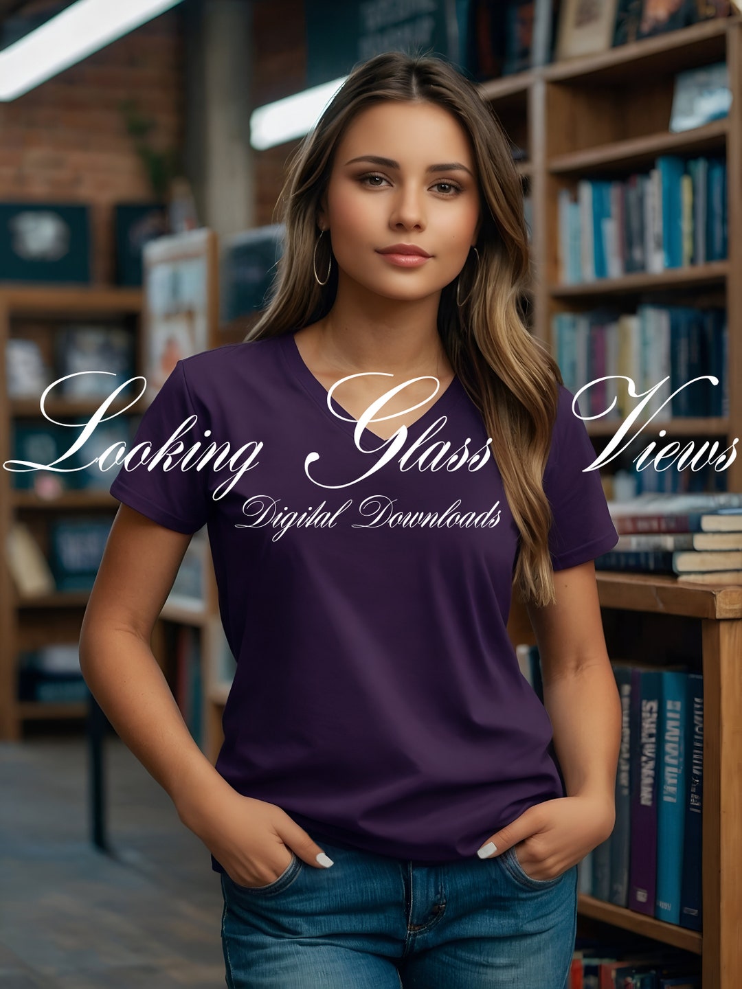Teacher Mockup Student Mockup Bella Canvas 3005 V-neck Mockup Purple V ...