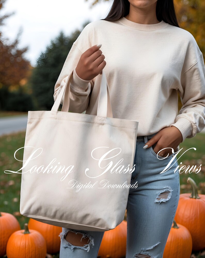 Fall Tote Bag Mockup Pumpkin Patch Tote Mockup Halloween Tote Mockup ...