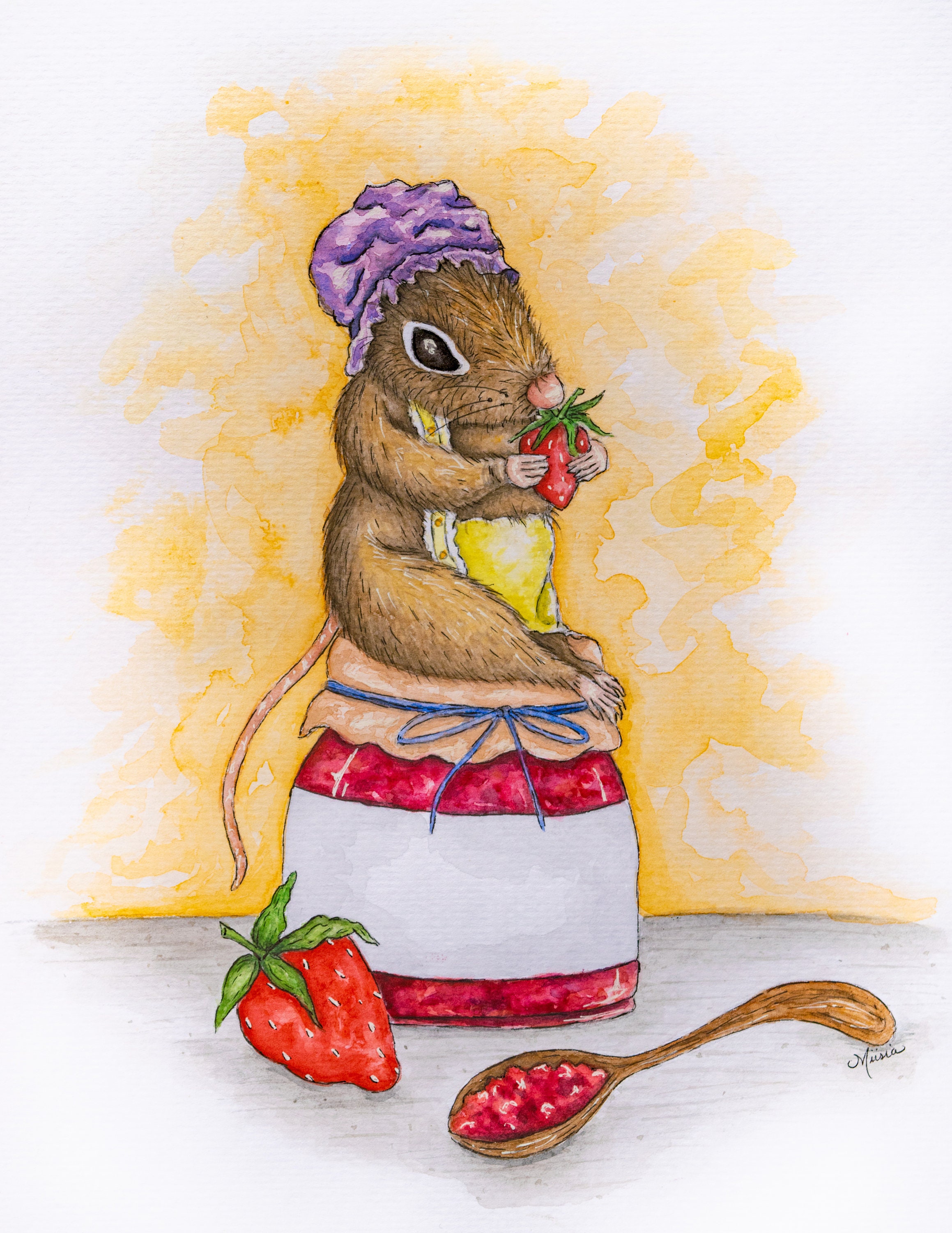 Mouse and Some Jam Illustration - Art Print | Illustration | Watercolor ...
