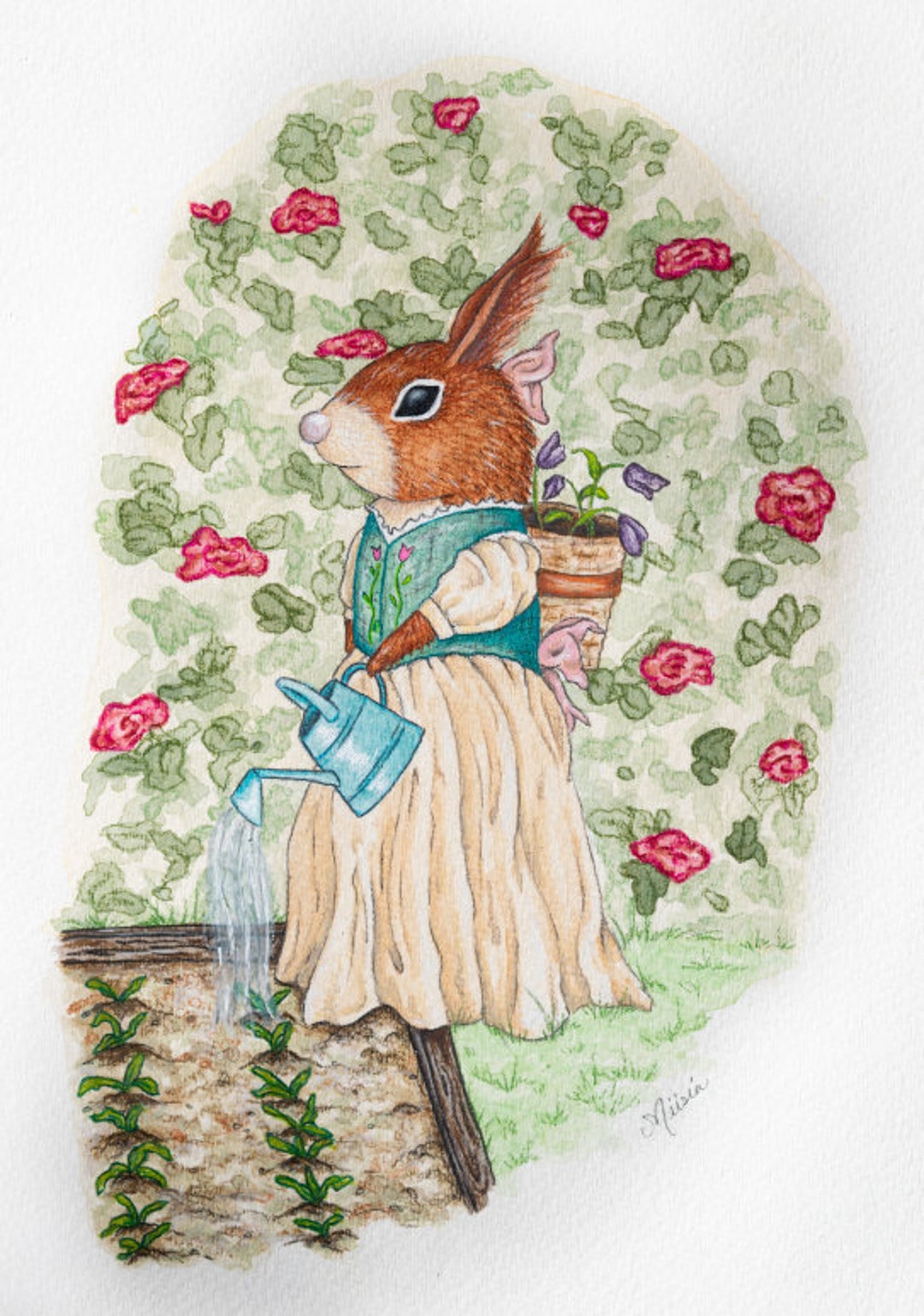 Tend to - A Whimsical Rabbit Tending Her Garden | Illustration ...
