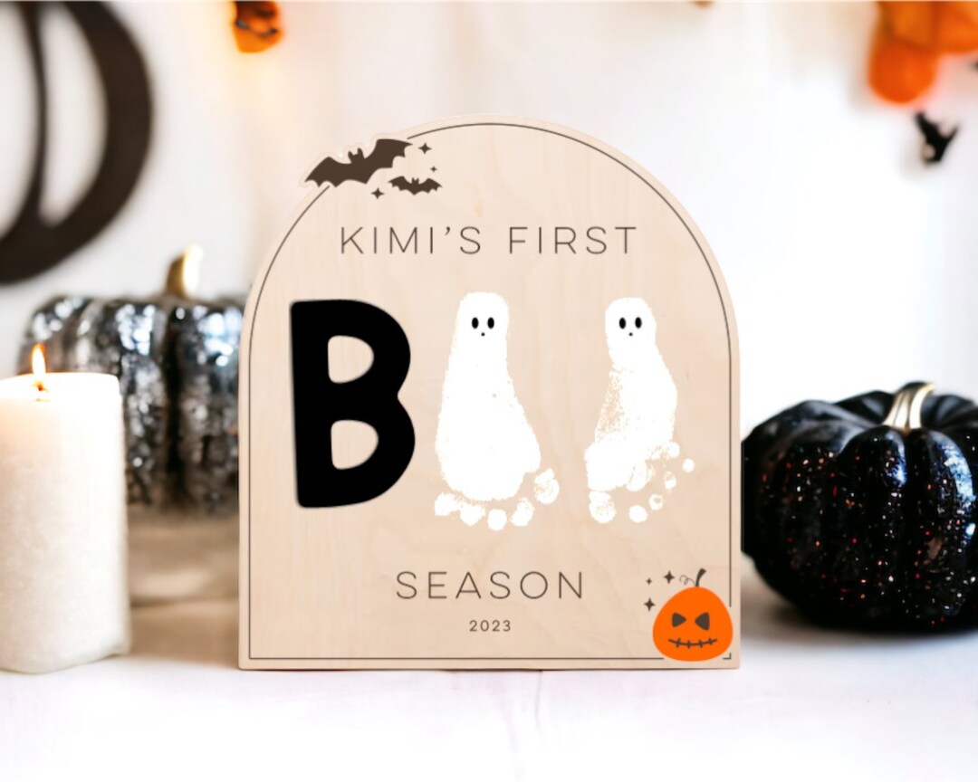 DIY Halloween Footprint Art Babys First Boo Season First Halloween ...