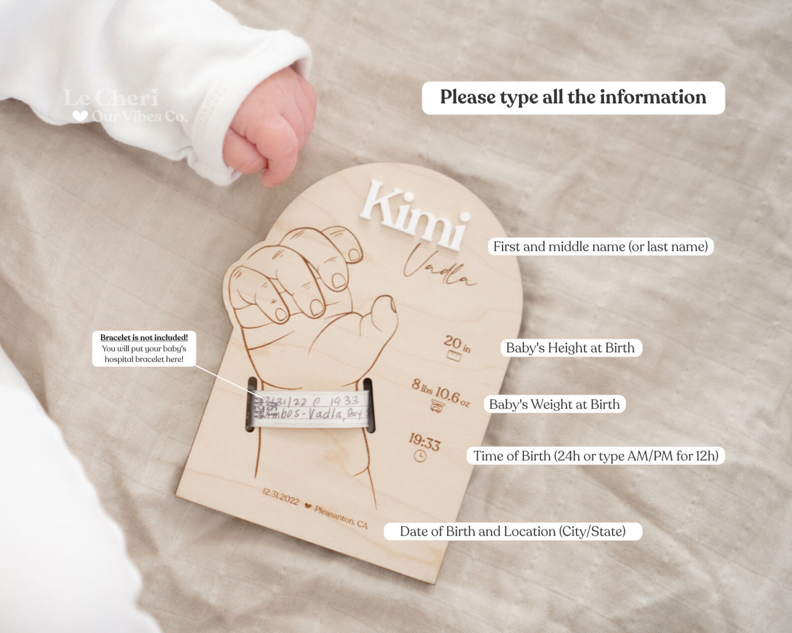 Birth Announcement Sign With Baby Stats Keepsake Mothers Day Gift for ...