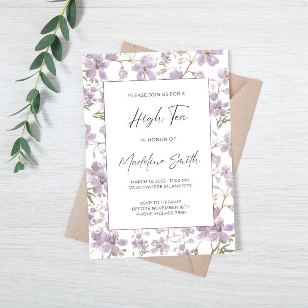 EDITABLE and PRINTABLE High Tea Invitations With Template Link - Etsy