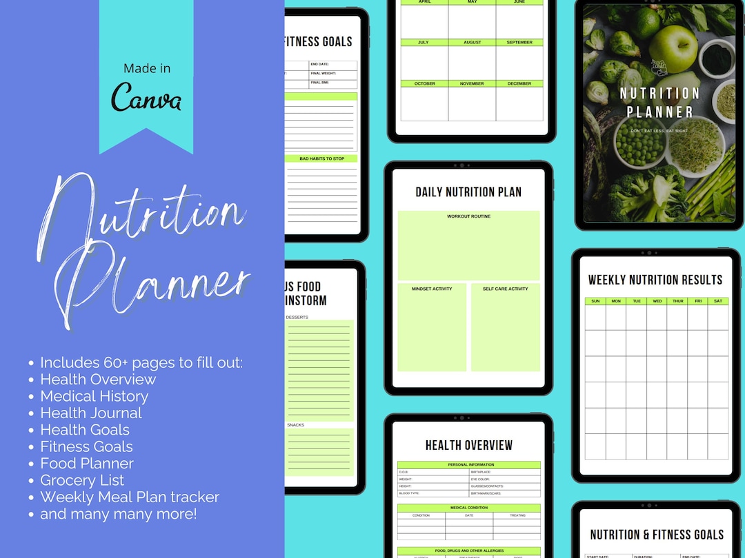 PRINTABLE Nutrition Planner Bundle, Instant Download PDF - Etsy