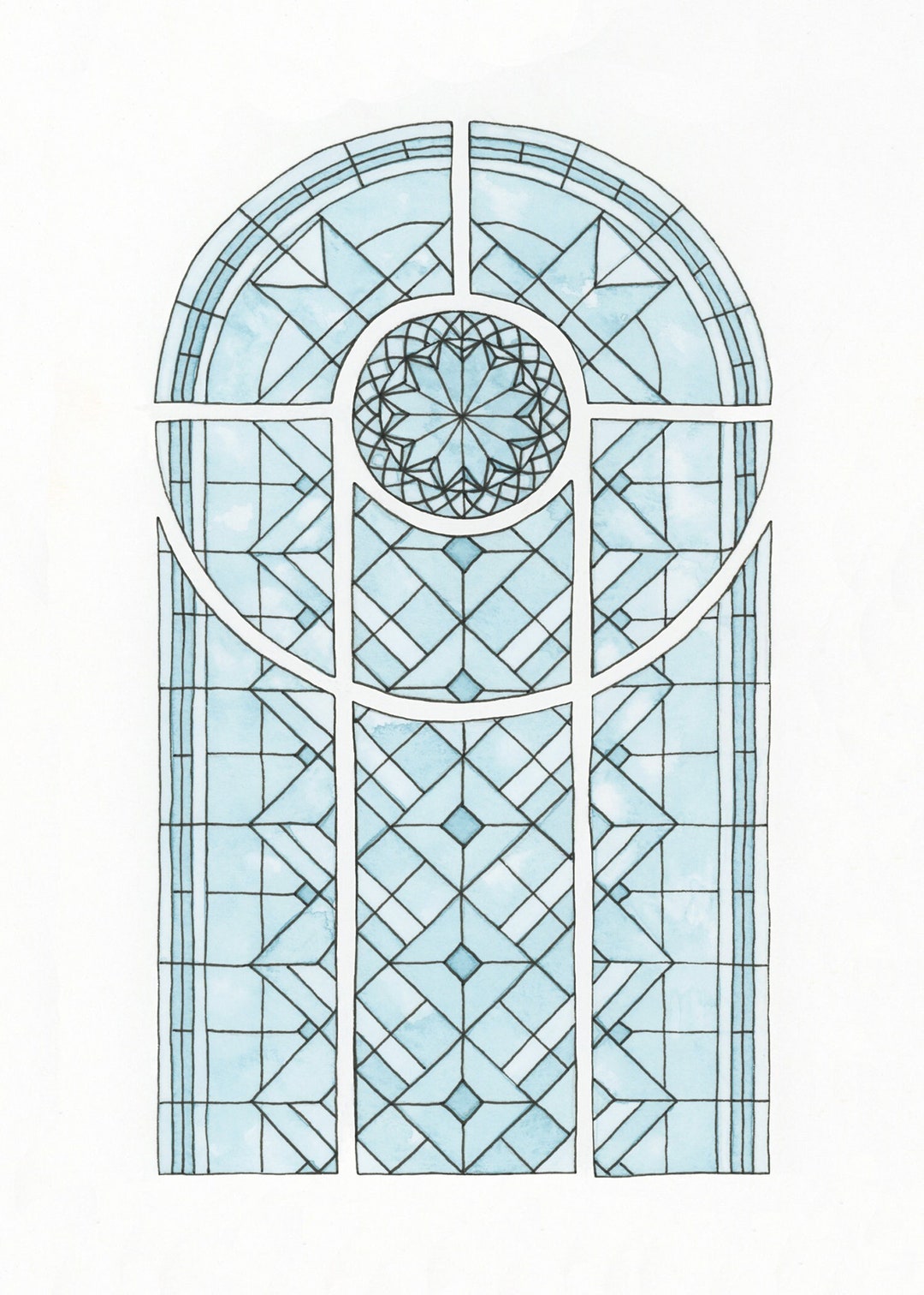 ORIGINAL St. Louis, Missouri LDS Temple Stained Glass Watercolor ...