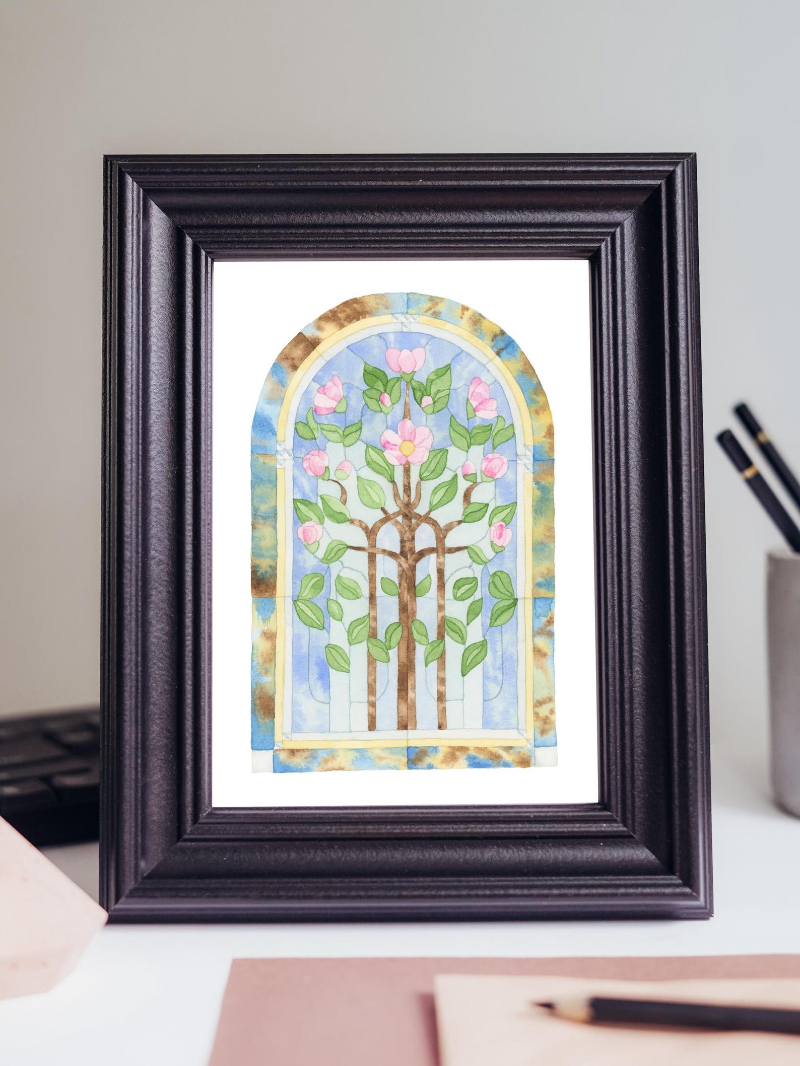 Layton, Utah LDS Temple Stained Glass Window Watercolor Art Print, LDS ...