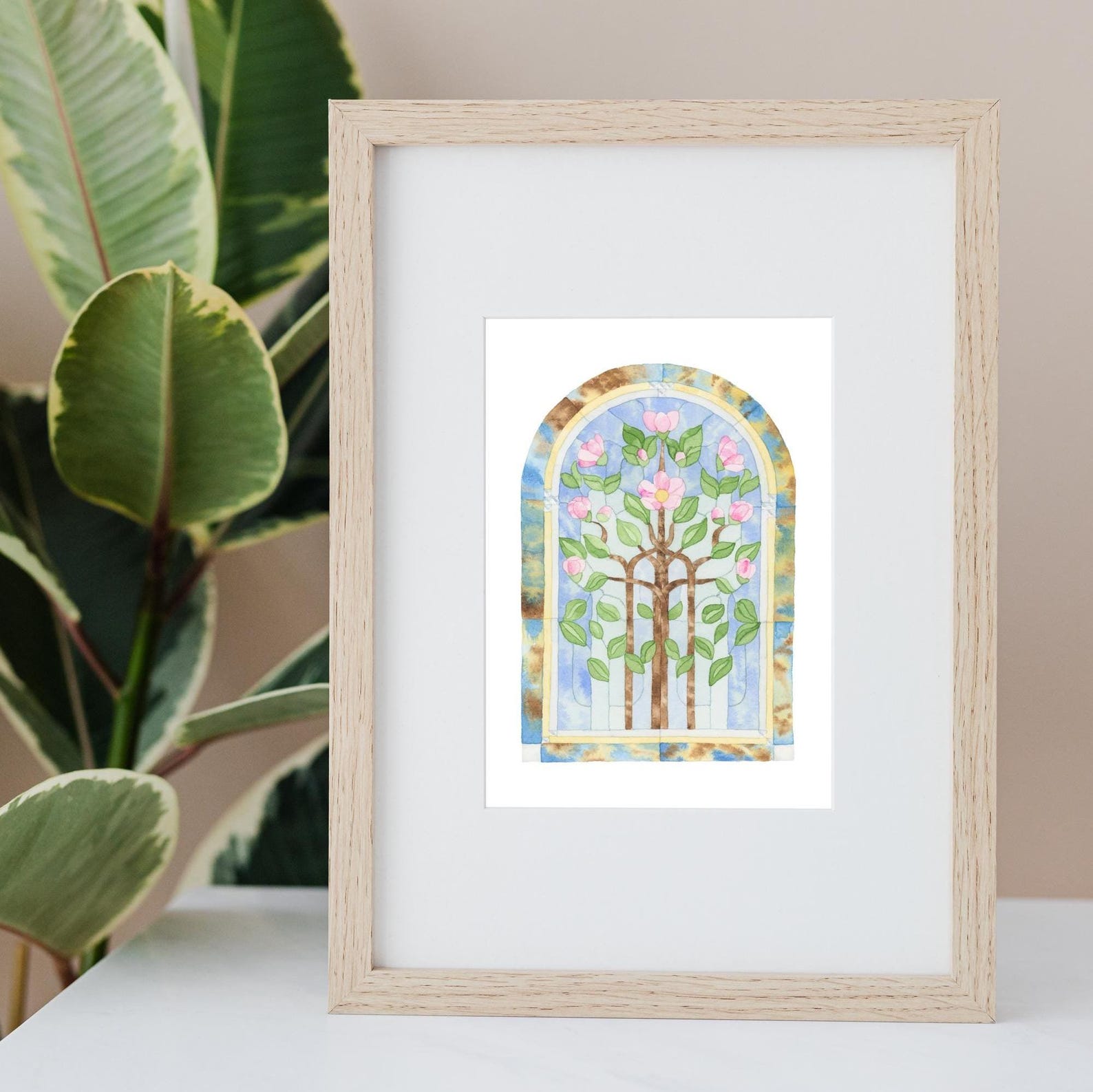 Layton, Utah LDS Temple Stained Glass Window Watercolor Art Print, LDS ...