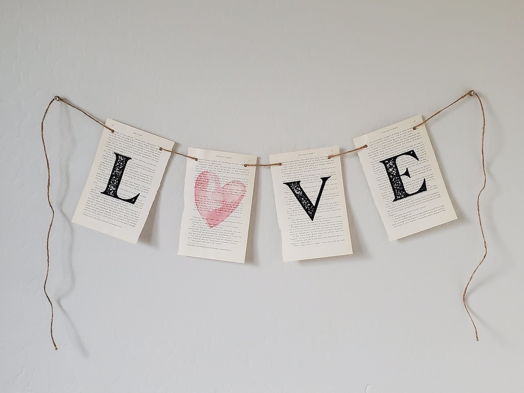 Love Book Page Garland Pride and Prejudice Book Banner - Etsy