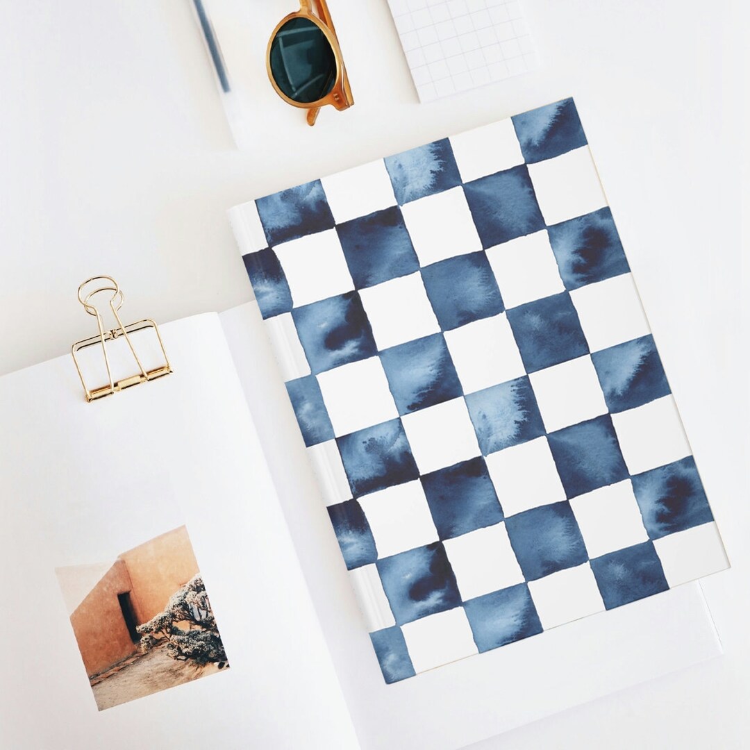 Hardcover Journal Indigo Blue Checkers Notebook Travel Journal ...