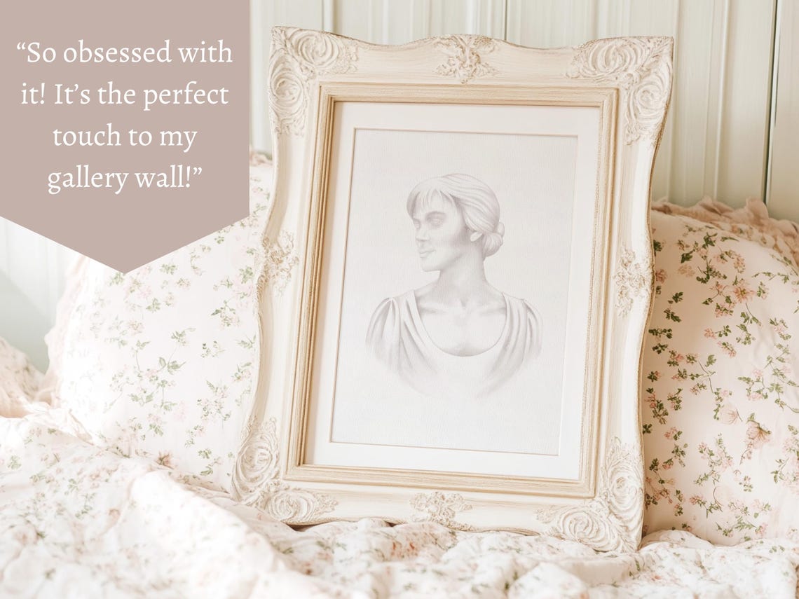 Pride & Prejudice Mr Darcy Elizabeth Bennet Bust Statue Watercolor Art ...
