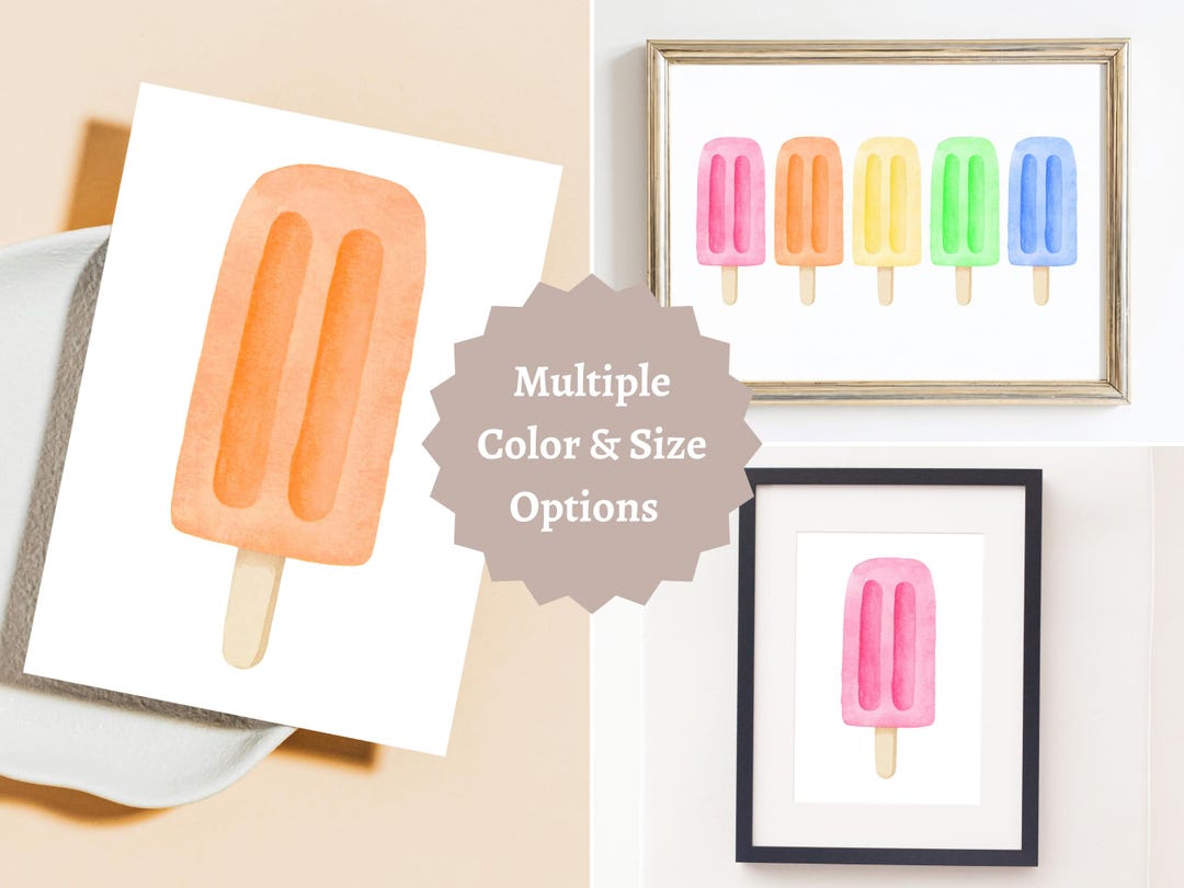 Popsicle Watercolor Painting Art Print, Food Art Ice Cream, Summer Kids ...