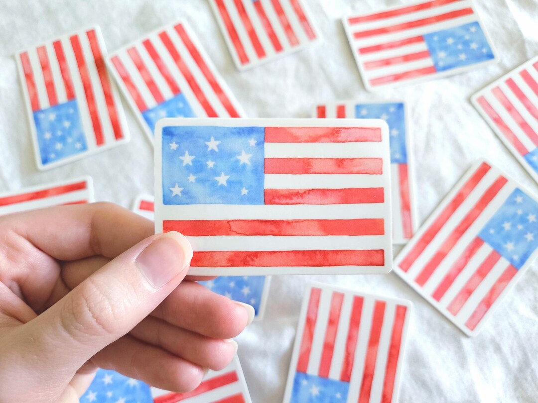 Patriotic American Flag Matte Vinyl Die Cut Sticker, Waterproof ...