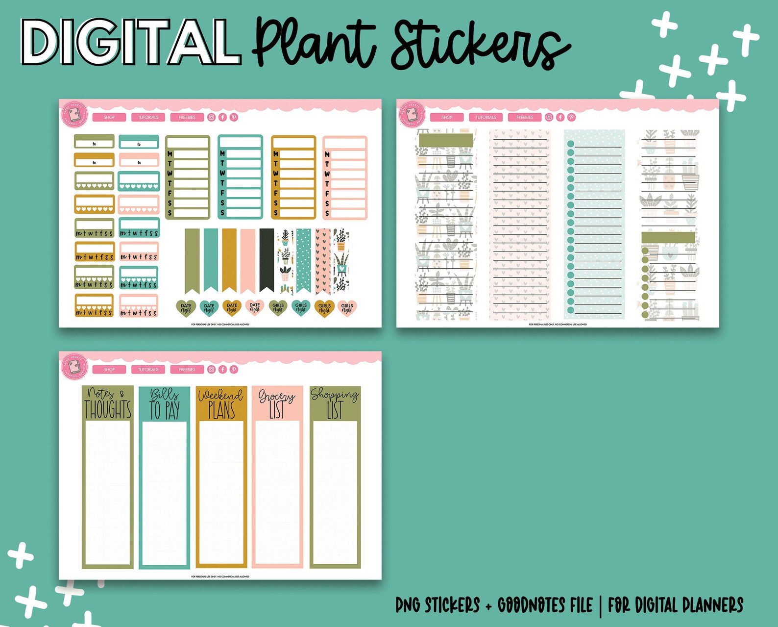 Plants Digital Stickers Succulent Stickers Goodnotes - Etsy