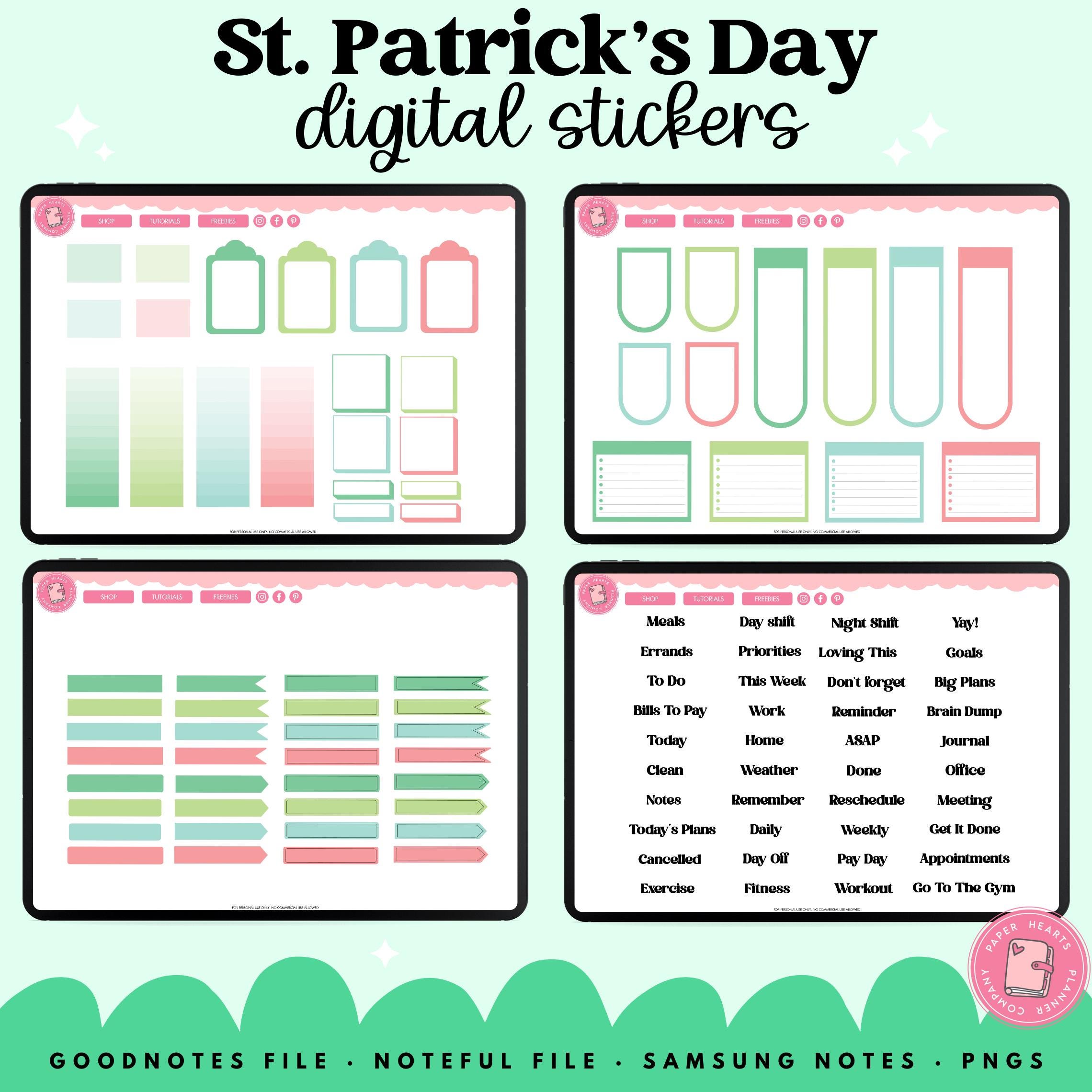 St. Patricks Day Digital Stickers for Digital Planners Including ...