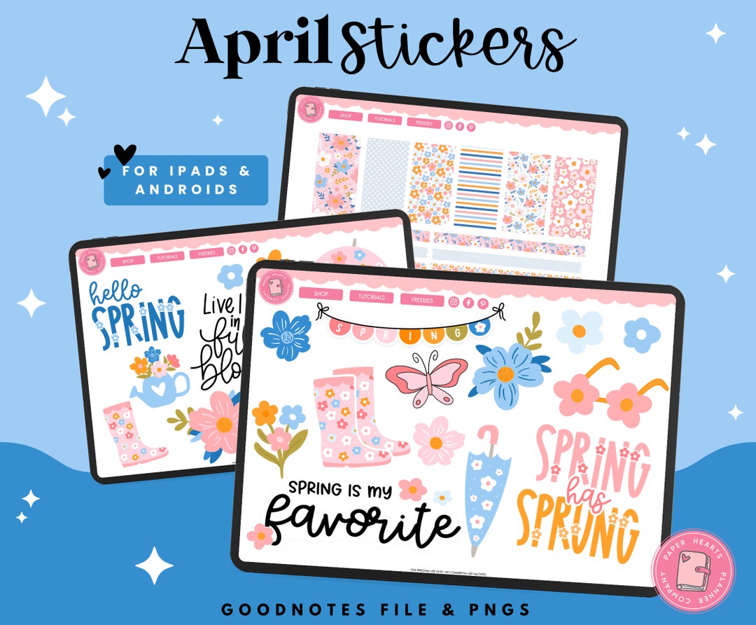 April Blooms Stickers | Spring Digital Stickers | Goodnotes Stickers ...