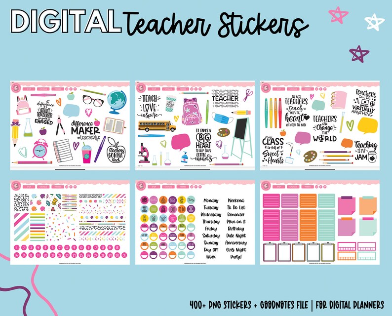 Digital Teacher Stickers Goodnotes Teacher Stickers - Etsy
