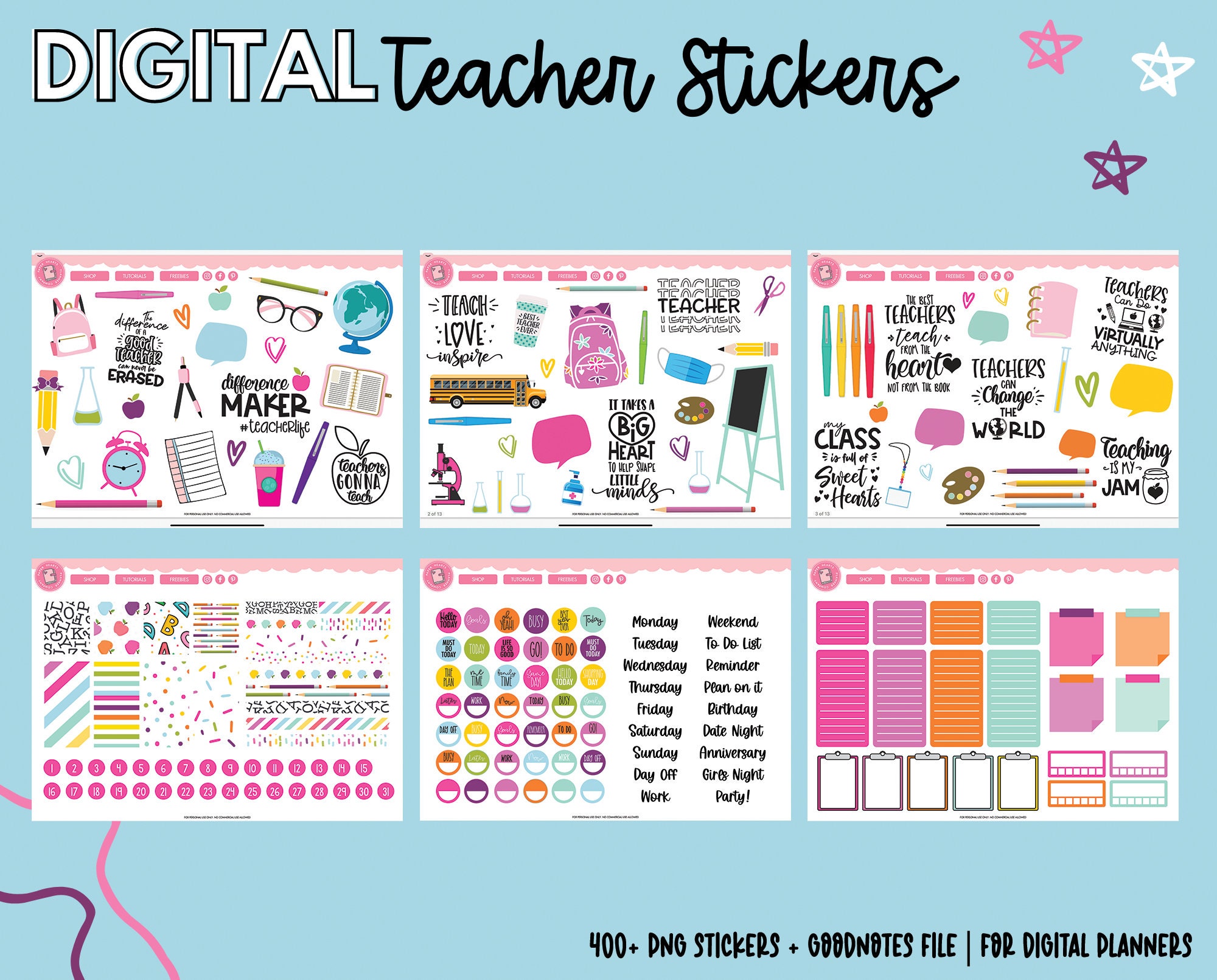 Digital Teacher Stickers Goodnotes Teacher Stickers - Etsy UK
