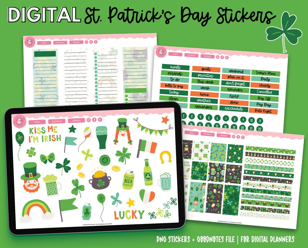 St. Patrick's Day Digital Stickers March Stickers Goodnotes Stickers - Etsy